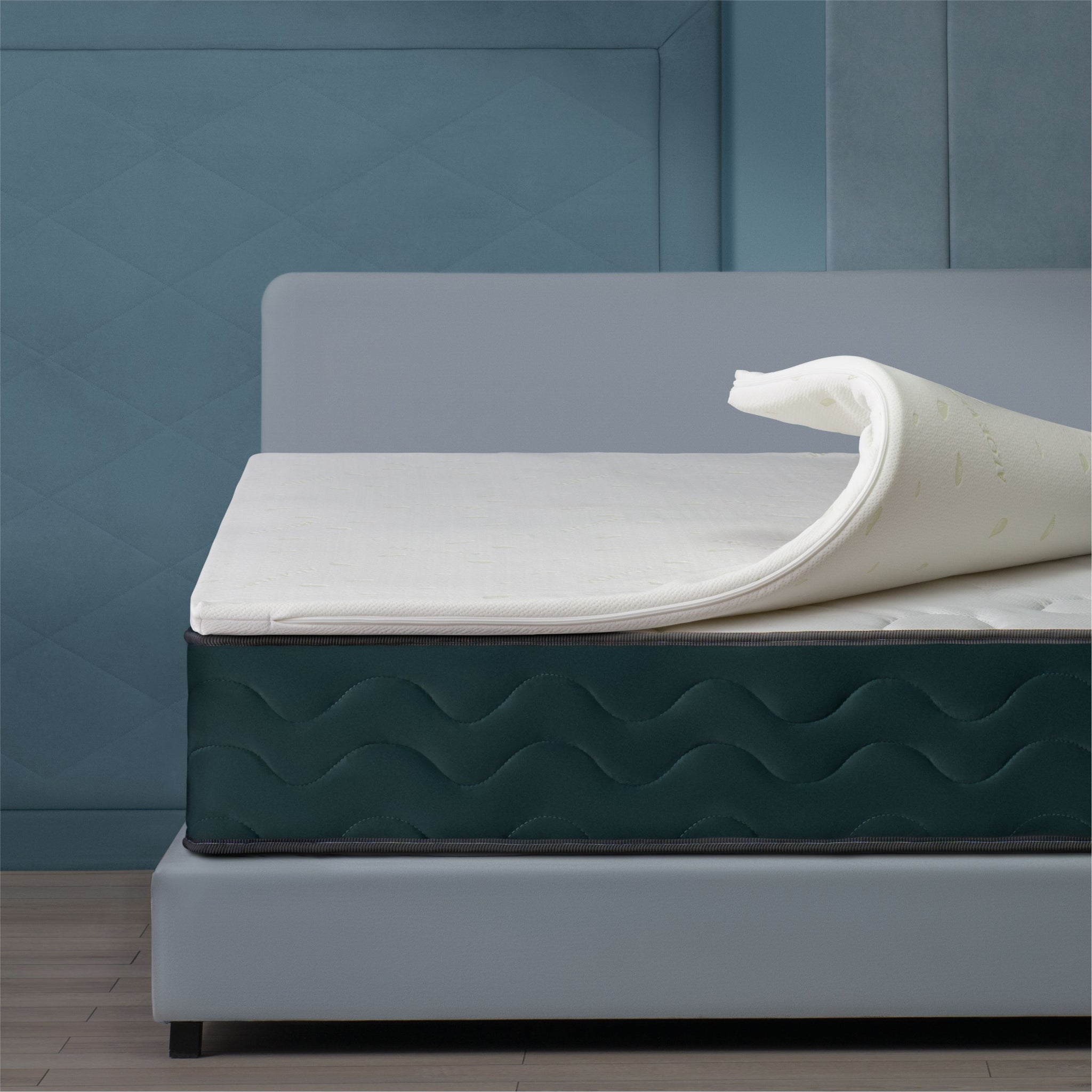 Topper Saltea cu Spuma Poliuretanica, 7 cm, Husa Bambus, Detasabila ...